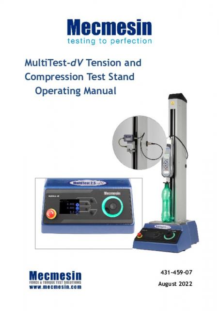 MultiTest-dV Tension and Compression Test Stand Operating Manual ...